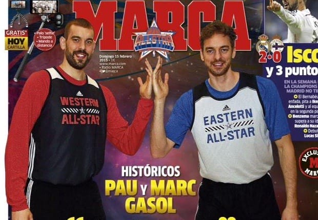 The Marca newspaper dedicates its cover to the Gasol brothers