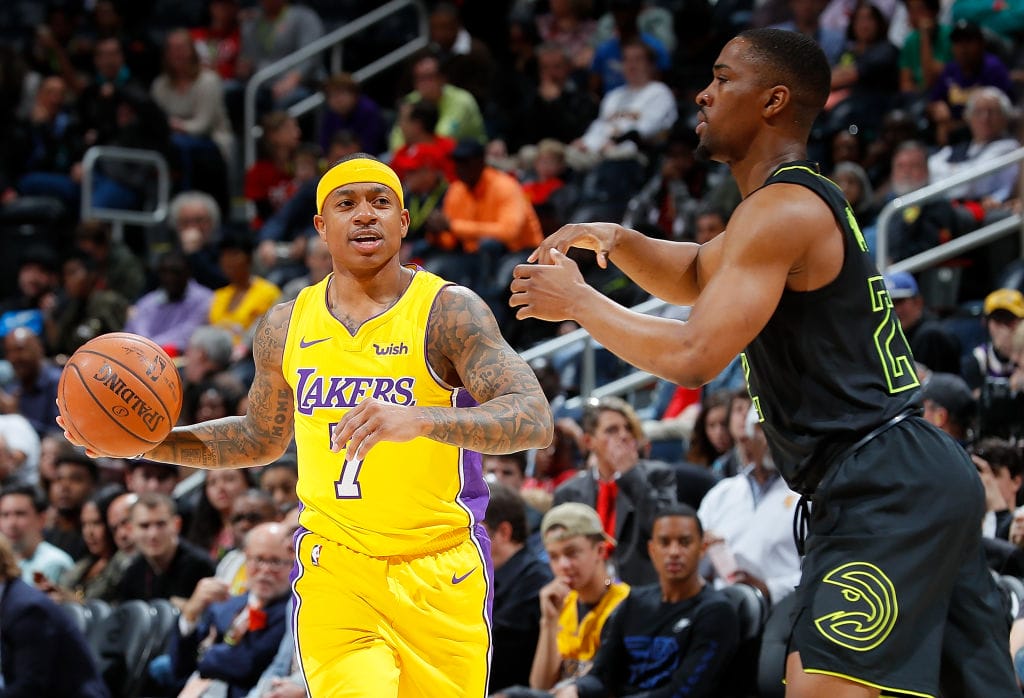 Isaiah Thomas, Darren Collinson and Mike James work with the Lakers